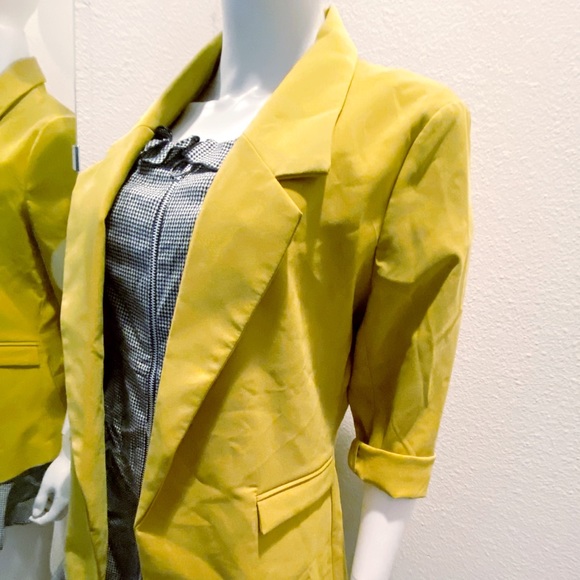 New York & Company | Jackets & Coats | Chartreuse Blazer With Ruched ...
